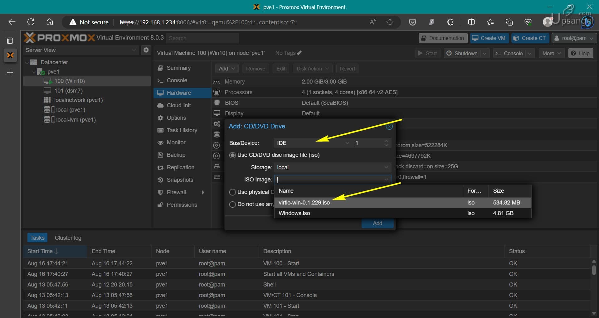 Proxmox PVE 8 安裝Windows 10 的流程重點分享 - by Upsangel